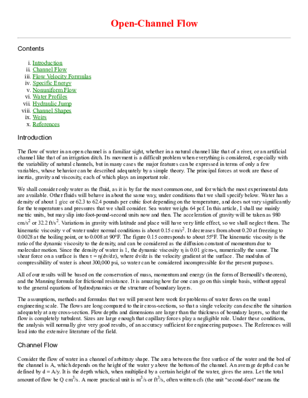 (PDF) Open­Channel Flow