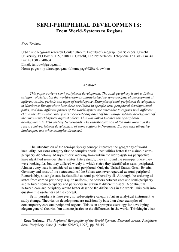 (PDF) Semi-Peripheral Developments: From World-Systems to Regions