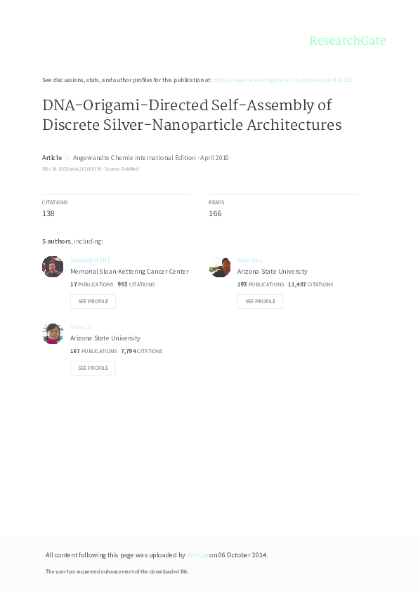 (PDF) DNA-Origami-Directed Self-Assembly of Discrete Silver ...