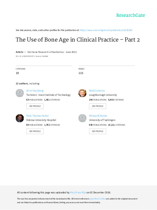 (PDF) The Use of Bone Age in Clinical Practice – Part 2