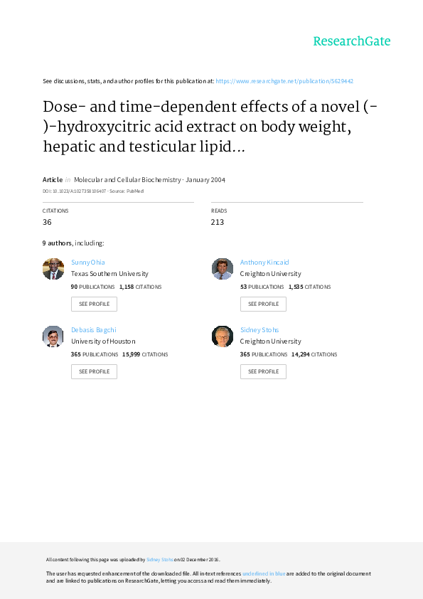 (PDF) Dose- and time-dependent effects of a novel (-)-hydroxycitric ...