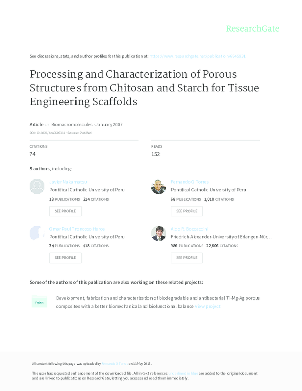 (PDF) Processing and characterization of porous structures from ...