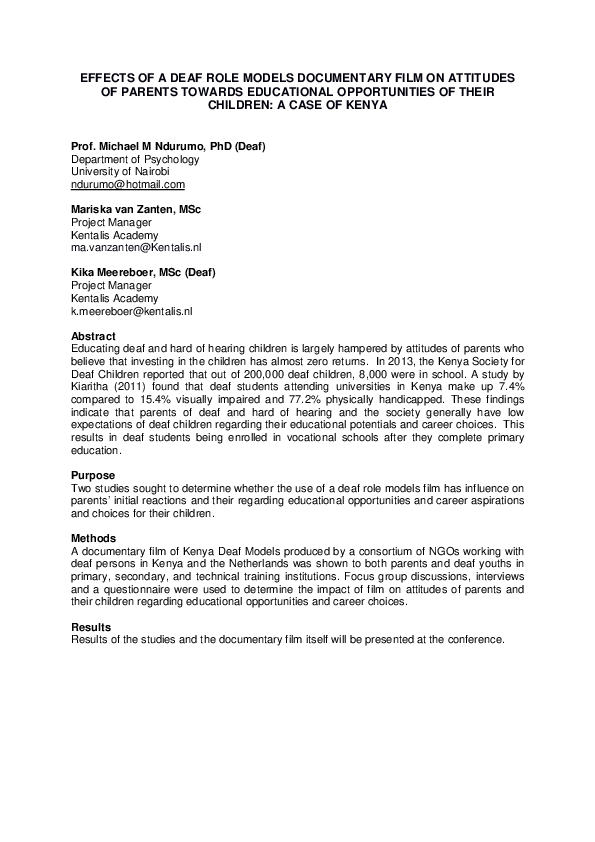 (PDF) Effects of a deaf role models documentary film on attitudes of ...