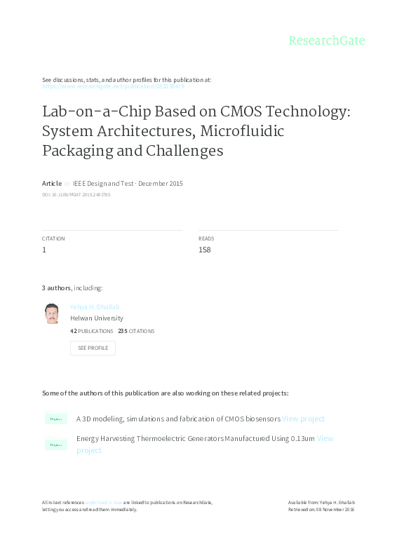 (PDF) Lab on a Chip Based on CMOS Technology