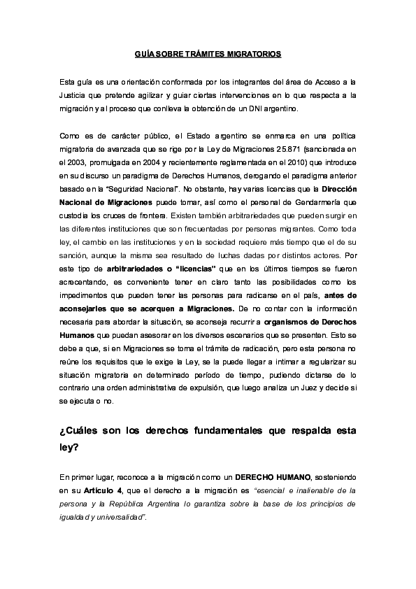 (DOC) GUÍA SOBRE TRÁMITES MIGRATORIOS