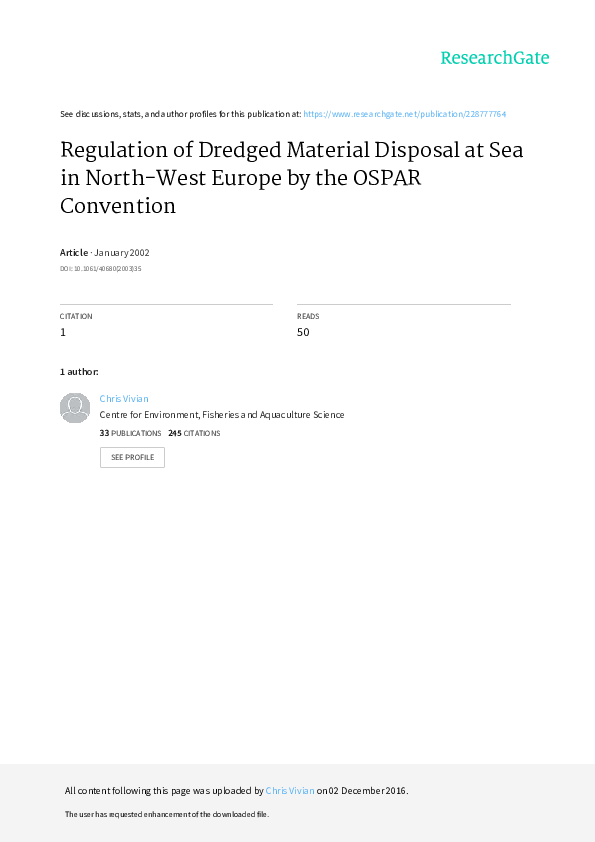 (PDF) Regulation of Dredged Material Disposal at Sea in North-West ...