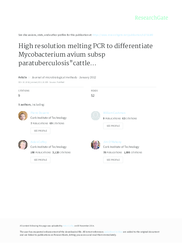 (PDF) High resolution melting PCR to differentiate Mycobacterium avium ...
