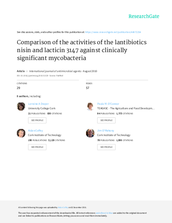 (PDF) Comparison of the activities of the lantibiotics nisin and ...