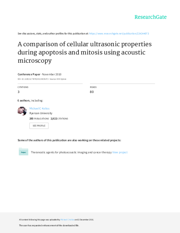(PDF) A comparison of cellular ultrasonic properties during apoptosis ...