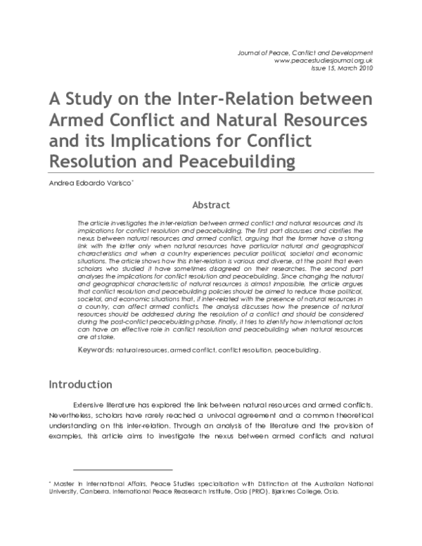 (PDF) A Study on the Inter-Relation between Armed Conflict and Natural ...