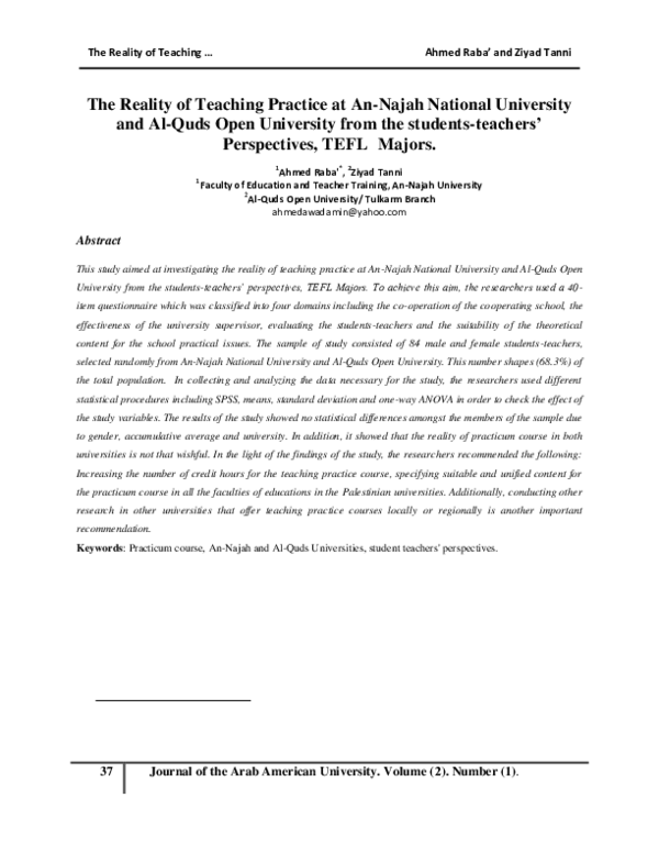 (PDF) The Reality of Teaching