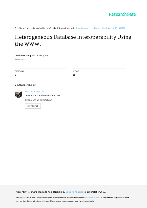 (PDF) Heterogeneous Database Interoperability Using the WWW