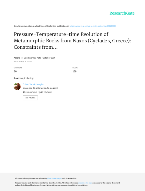 (PDF) Pressure-temperature-time evolution of metamorphic rocks from ...