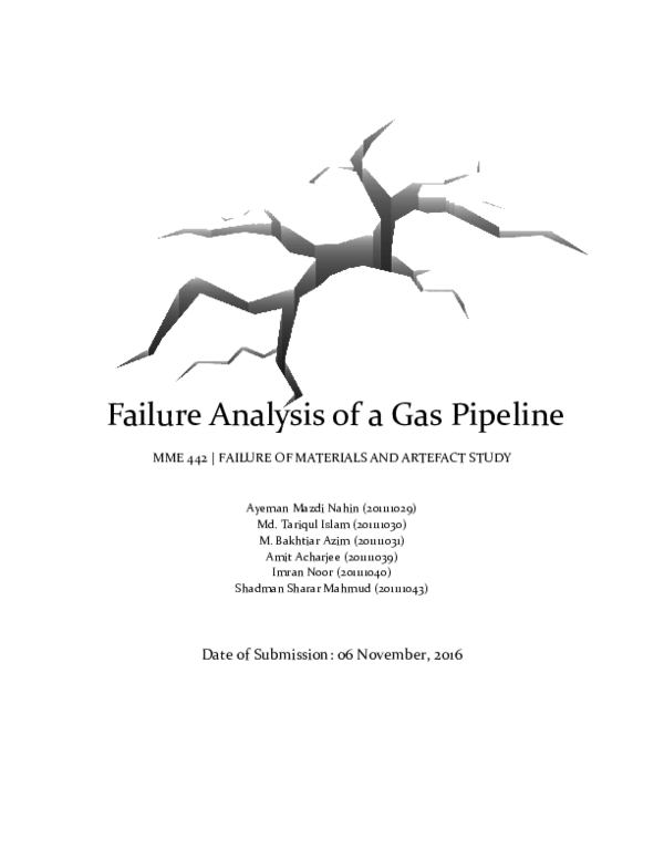 (PDF) Failure Analysis of a Gas Pipeline MME 442 | FAILURE OF MATERIALS ...