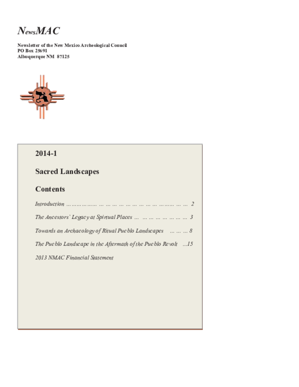 (PDF) Toward an Archaeology of Pueblo Ritual Landscapes