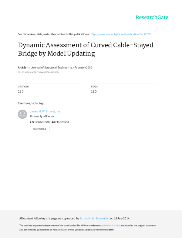 (PDF) Dynamic Assessment of Curved Cable-Stayed Bridge by Model Updating