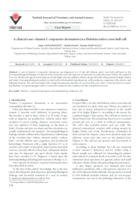 (PDF) A clinical case: vitamin C-responsive dermatosis in a Holstein ...