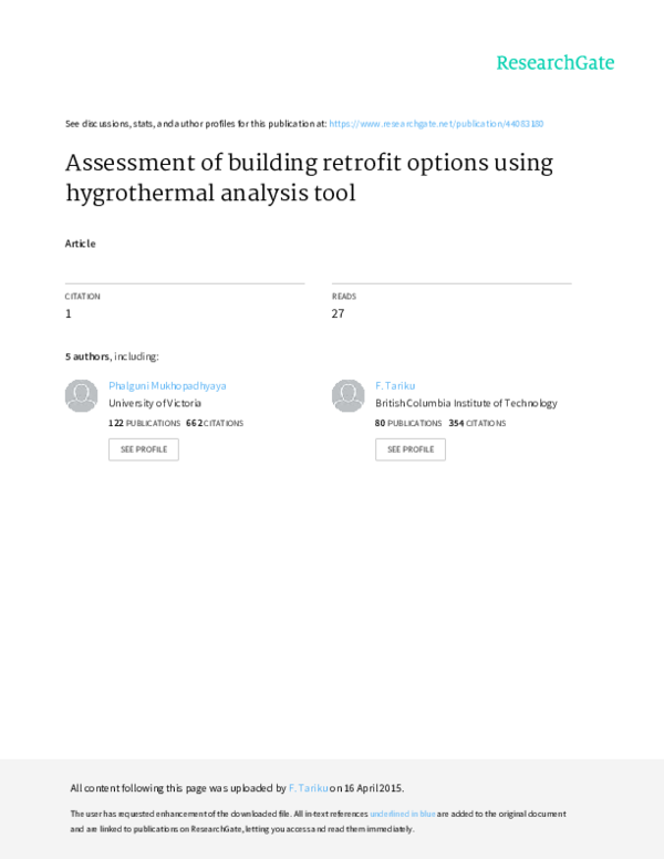 (PDF) Assessment of building retrofit options using hygrothermal ...