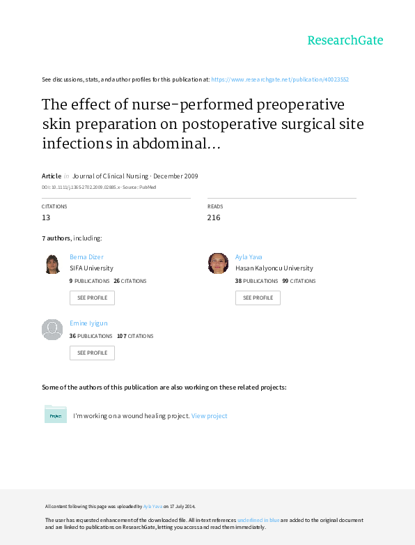 (PDF) The effect of nurse-performed preoperative skin preparation on ...
