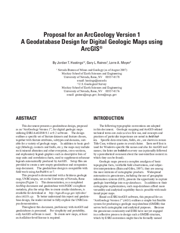 (PDF) Proposal for an ArcGeology Version 1 A Geodatabase Design for ...