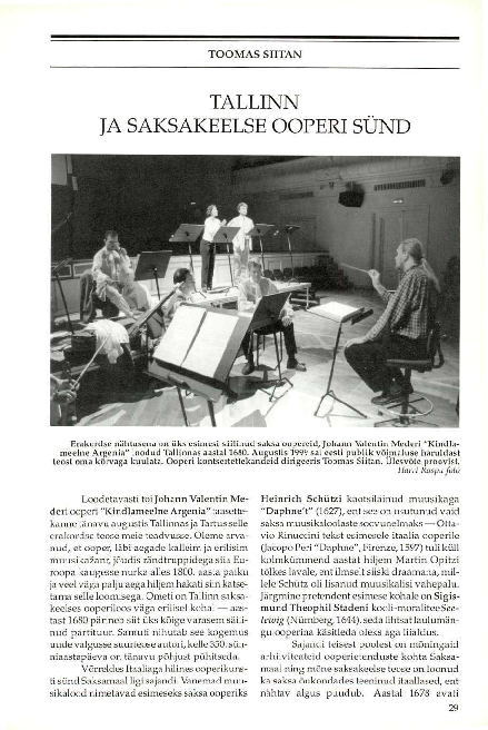 (PDF) Tallinn ja saksakeelse ooperi sünd. Teater. Muusika. Kino 11/1999
