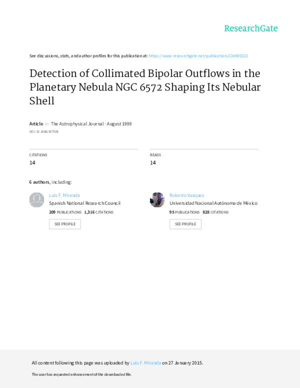 (PDF) Detection of collimated bipolar outflows in the planetary nebula ...