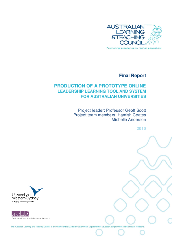 (PDF) Production of a prototype online leadership learning tool and ...