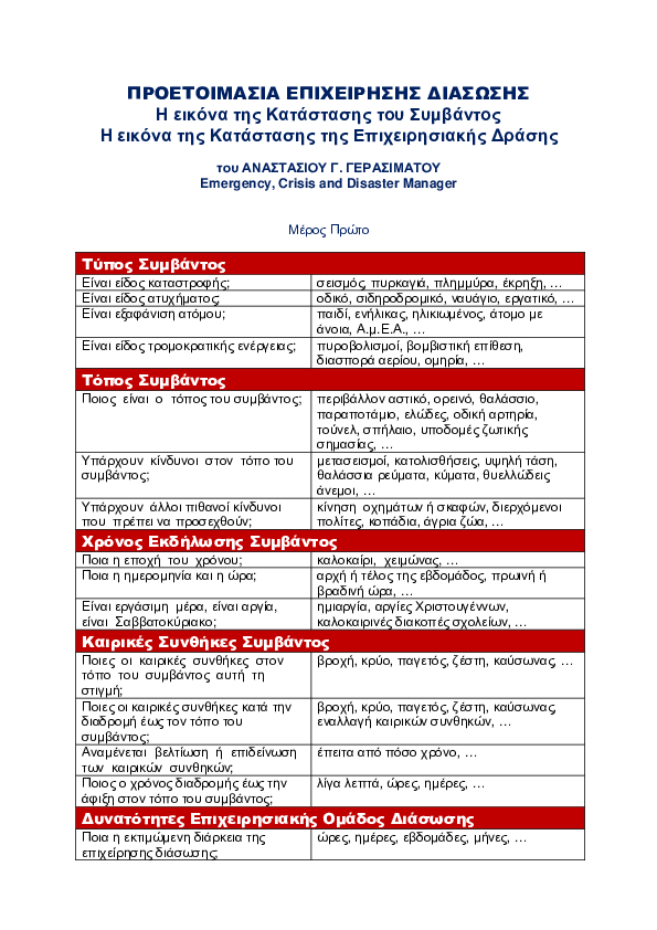 (PDF) ΠΡΟΕΤΟΙΜΑΣΙΑ ΕΠΙΧΕΙΡΗΣΗΣ ΔΙΑΣΩΣΗΣ Η εικόνα της Κατάστασης του ...