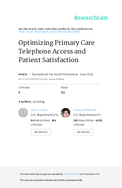 (PDF) Optimizing Primary Care Telephone Access and Patient Satisfaction