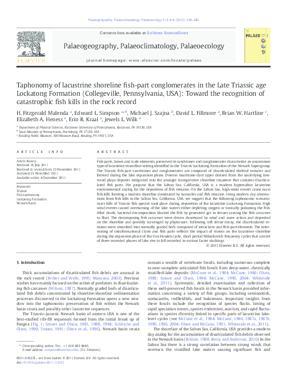 (PDF) Taphonomy of lacustrine shoreline fish-part conglomerates in the ...
