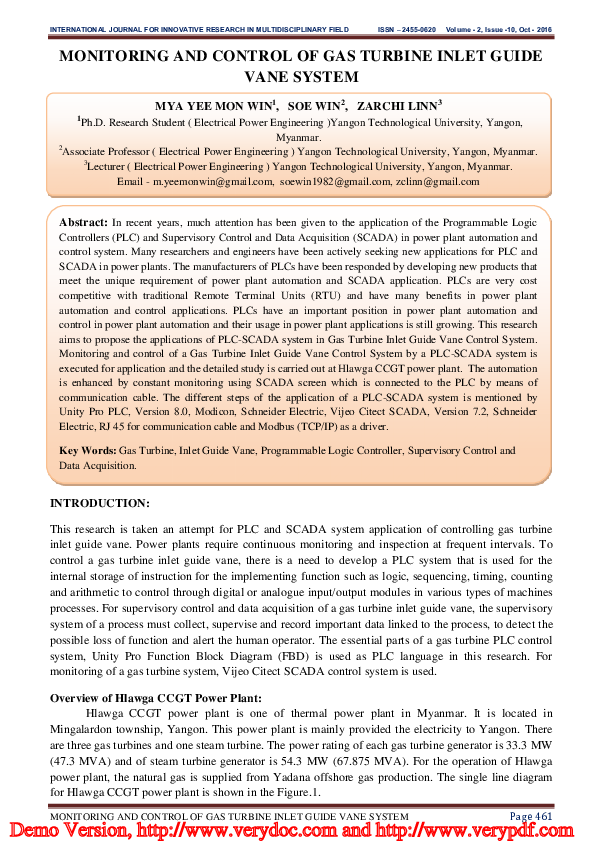 (PDF) MONITORING AND CONTROL OF GAS TURBINE INLET GUIDE VANE SYSTEM ...