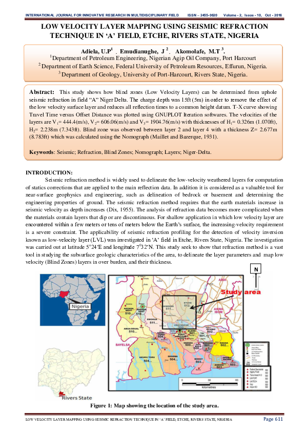 (PDF) LOW VELOCITY LAYER MAPPING USING SEISMIC REFRACTION TECHNIQUE IN ...