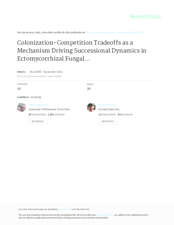 (PDF) Colonization-Competition Tradeoffs as a Mechanism Driving ...