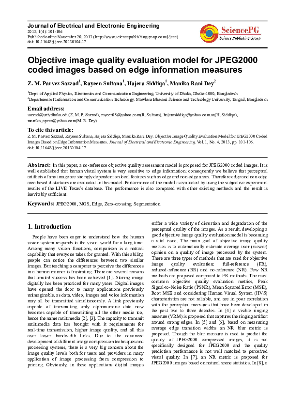 (PDF) Objective image quality evaluation model for JPEG2000 coded images based on edge ...