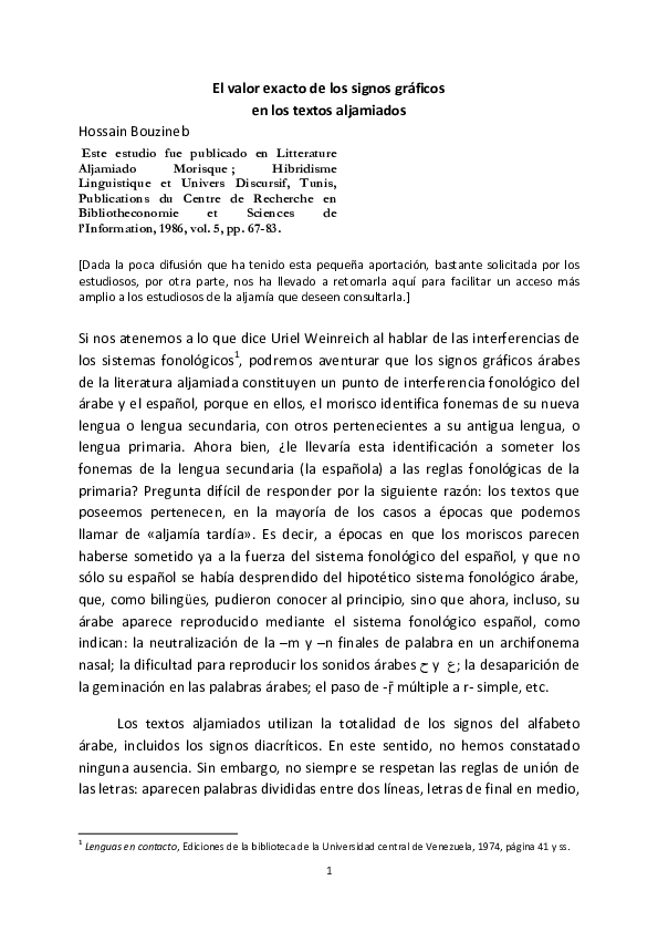 (PDF) El valor exacto de los signos gráficos en los textos aljamiados