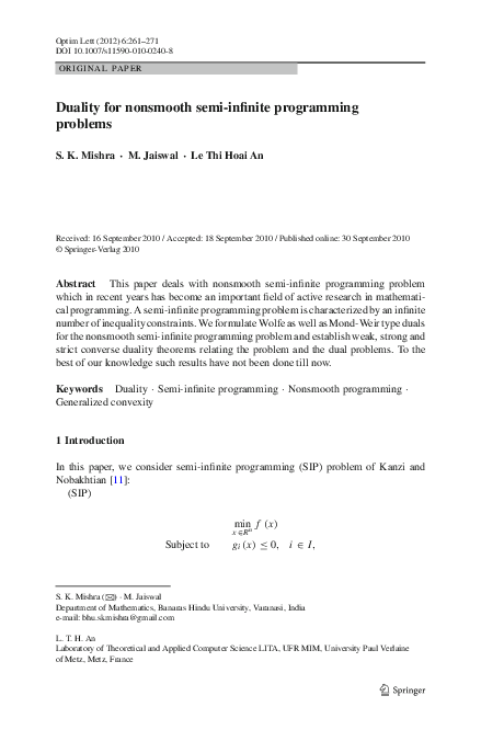 (PDF) Duality for nonsmooth semi-infinite programming problems