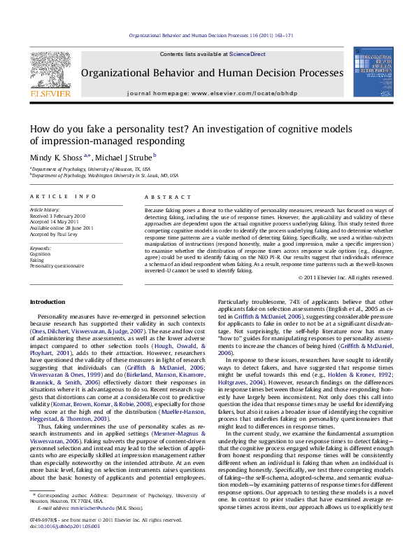 (PDF) How do you fake a personality test? An investigation of cognitive ...