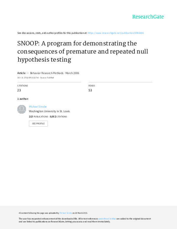 (PDF) SNOOP: A program for demonstrating the consequences of premature ...