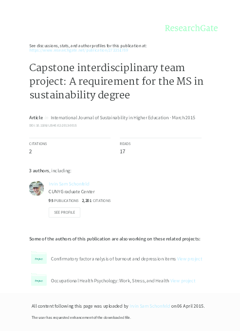 (PDF) Capstone interdisciplinary team project: a requirement for the MS ...