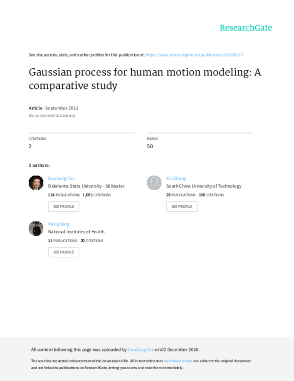 (PDF) Gaussian process for human motion modeling: A comparative study