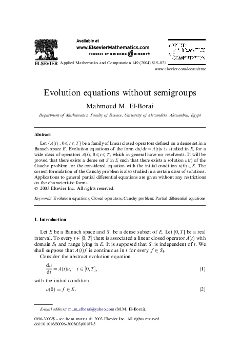 (PDF) Evolution equations without semigroups