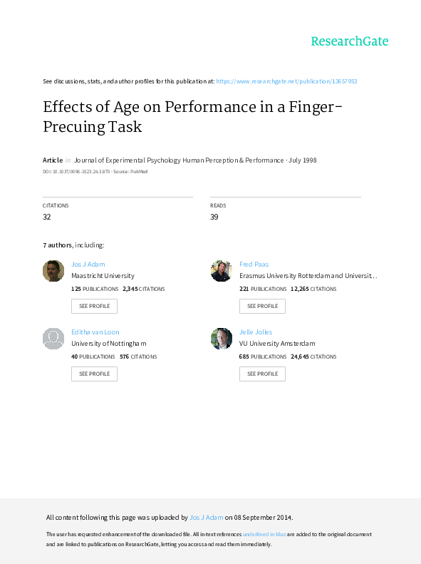 (PDF) Effects of age on performance in a finger-precuing task