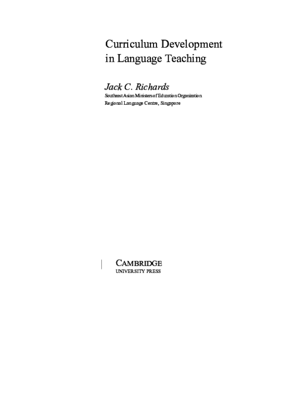 (DOC) Curriculum development in language teaching