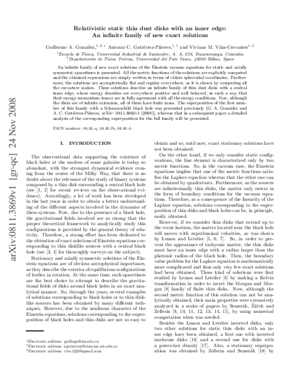 (PDF) Relativistic static thin dust disks with an inner edge: An infinite family of new exact ...