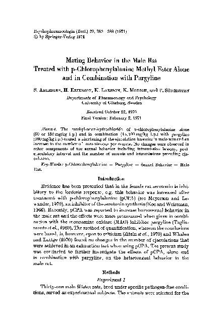 (PDF) Mating behavior in the male rat treated with p ...