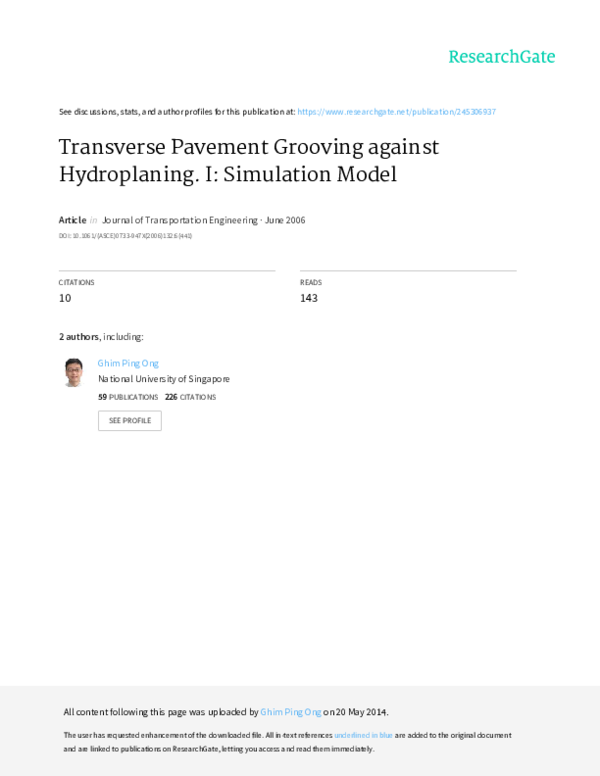 (PDF) Transverse Pavement Grooving against Hydroplaning. II: Design