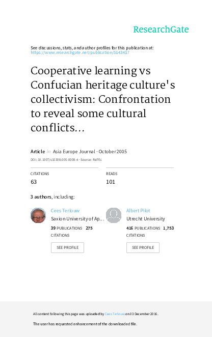 (PDF) Cooperative learning vs Confucian heritage culture's collectivism ...