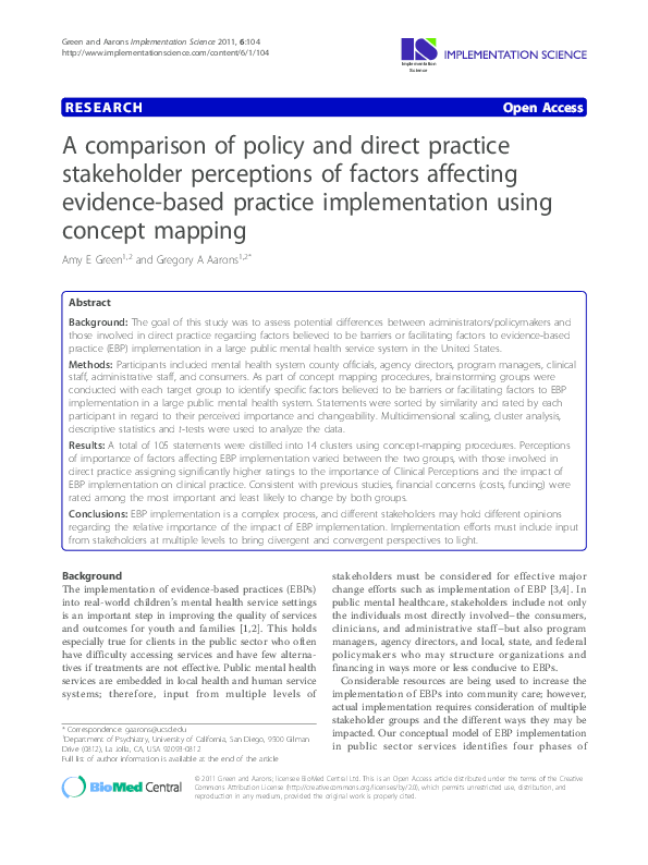 (PDF) A comparison of policy and direct practice stakeholder ...