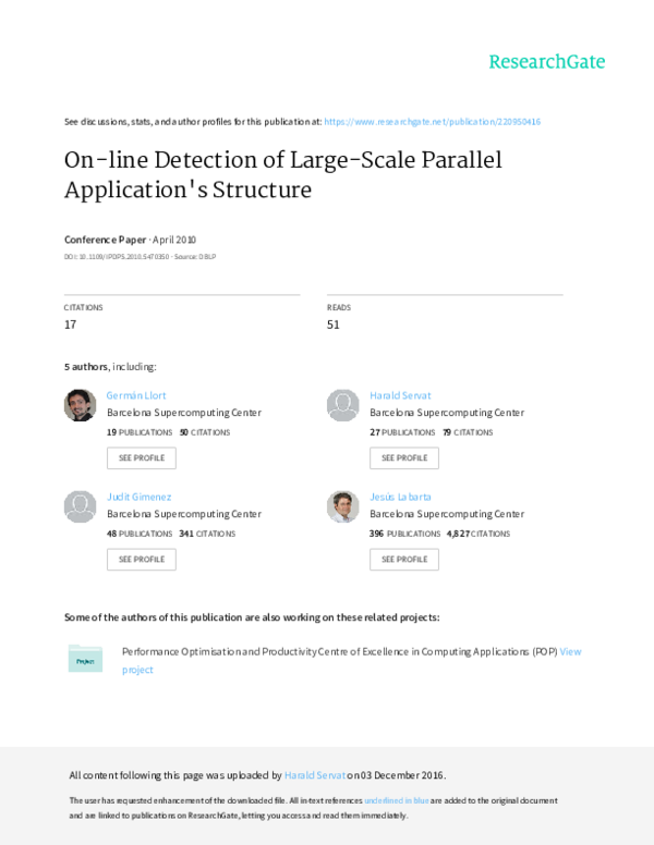 (PDF) On-line detection of large-scale parallel application's structure