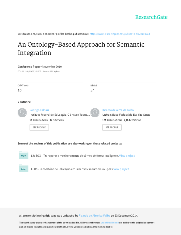 (PDF) An Ontology-Based Approach for Semantic Integration